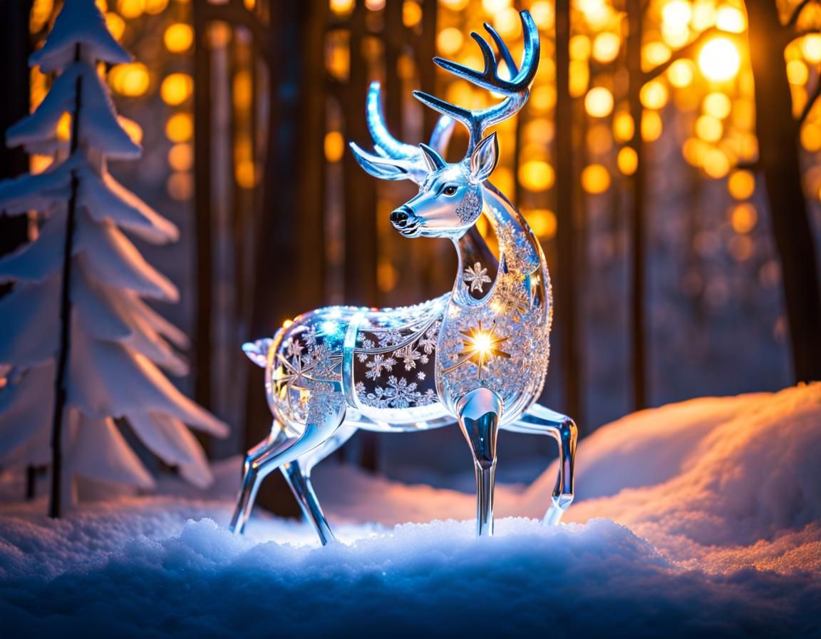 a Giant crystal Rein Deer side on - AI Generated Artwork - NightCafe ...