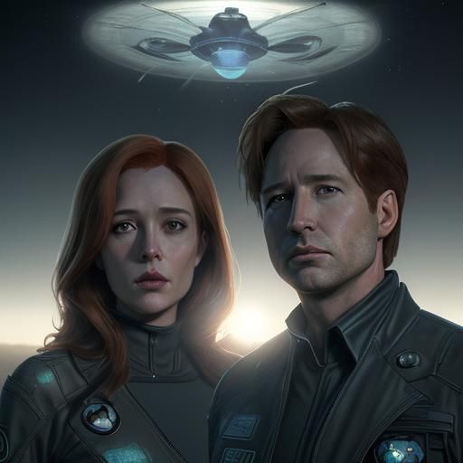 Agents Fox Mulder and Dana Scully from the X-Files investigating a ...