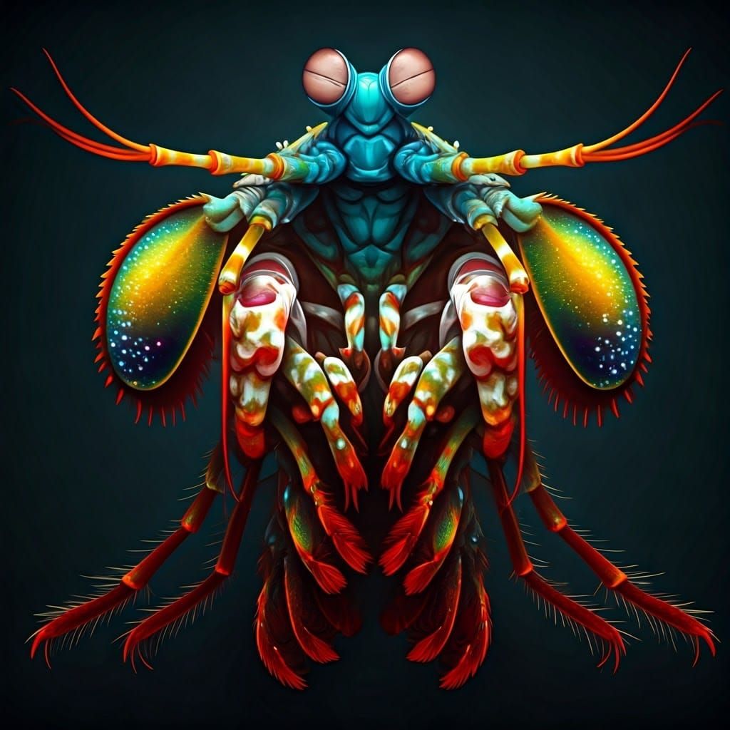 Smiling Shrimp - Ethereal Peacock Mantis Shrimp in Shimmerin...