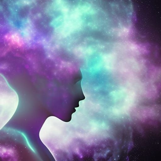 Purple Galaxy Head Silhouette - Foggy Mist - AI Generated Artwork ...