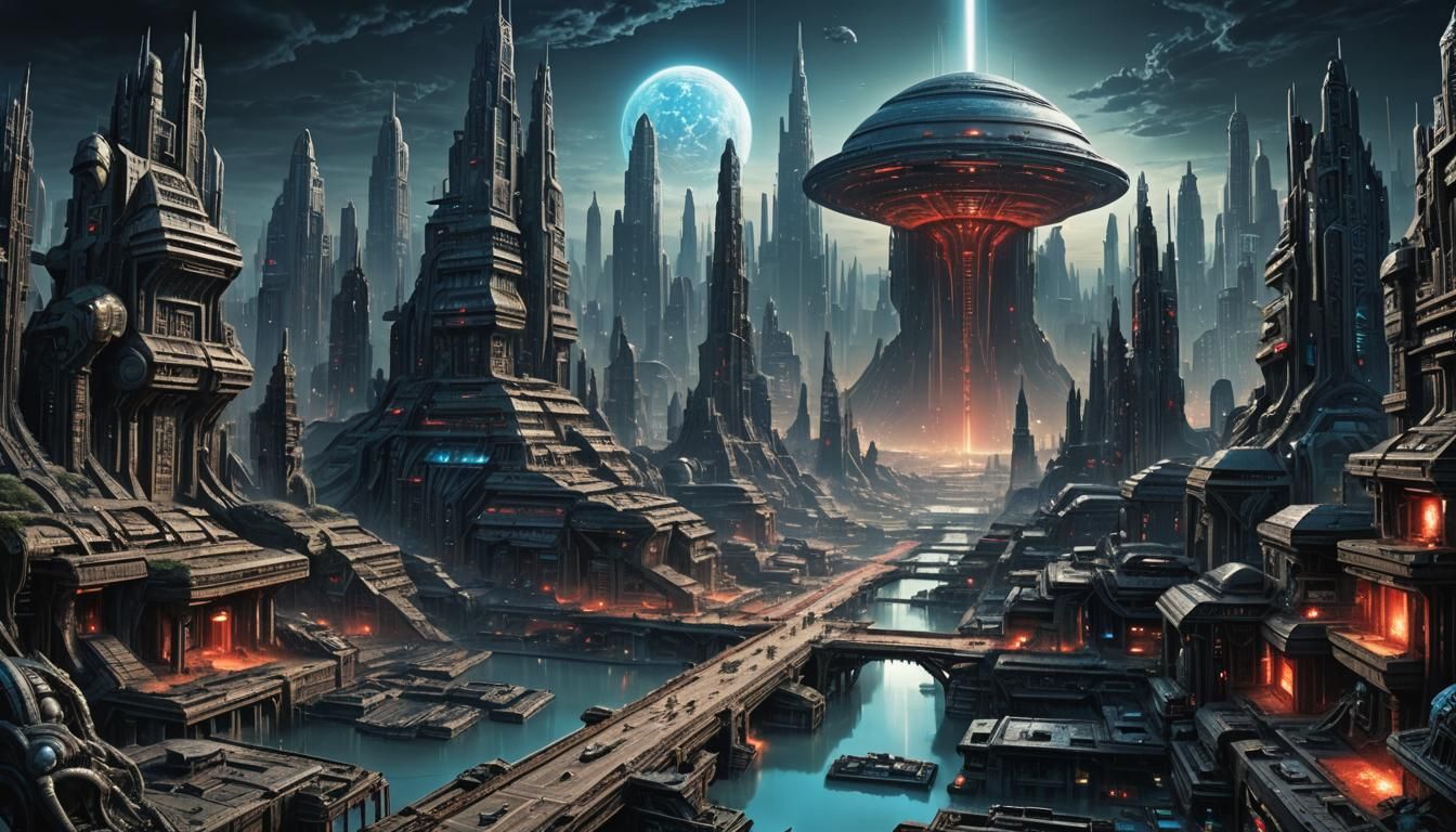Alien Mega City - AI Generated Artwork - NightCafe Creator
