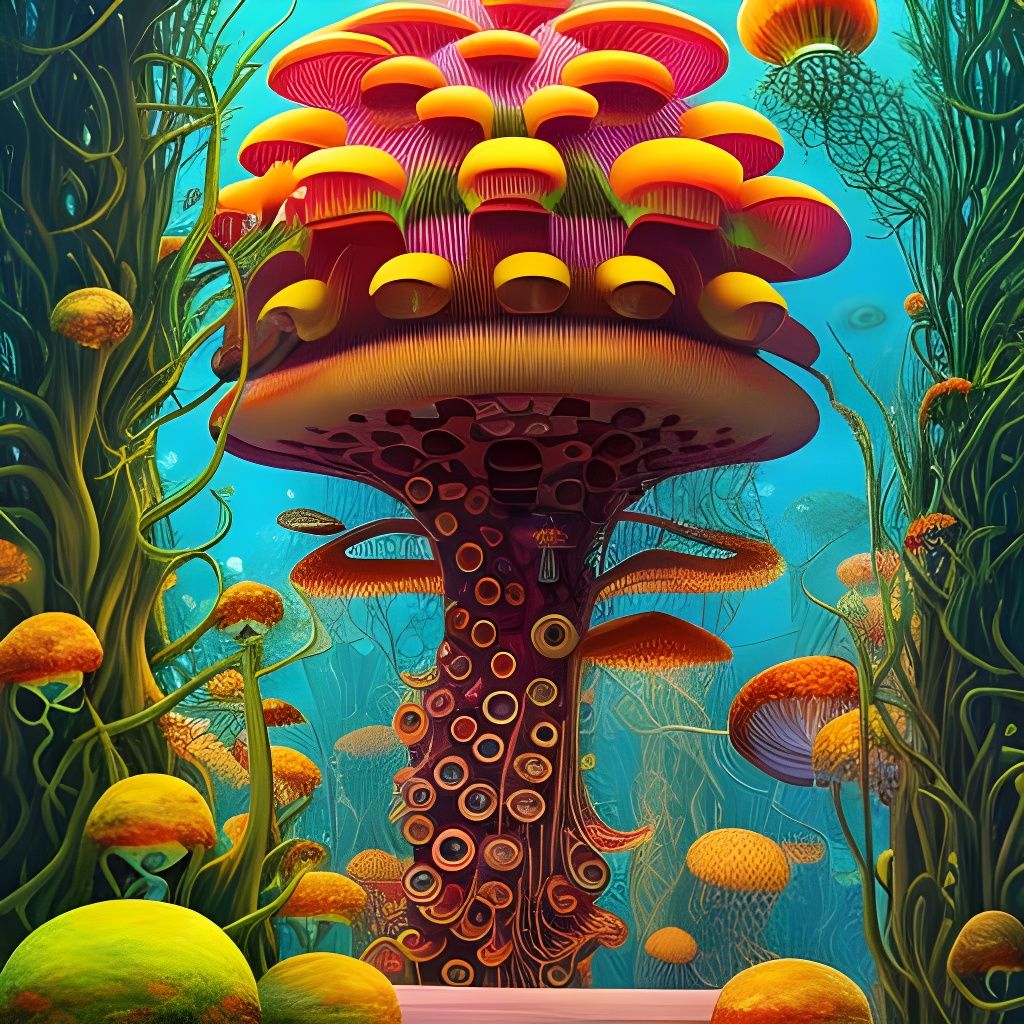 Biomorphic architectural symbiosis of jellyfish and treehouse - AI ...