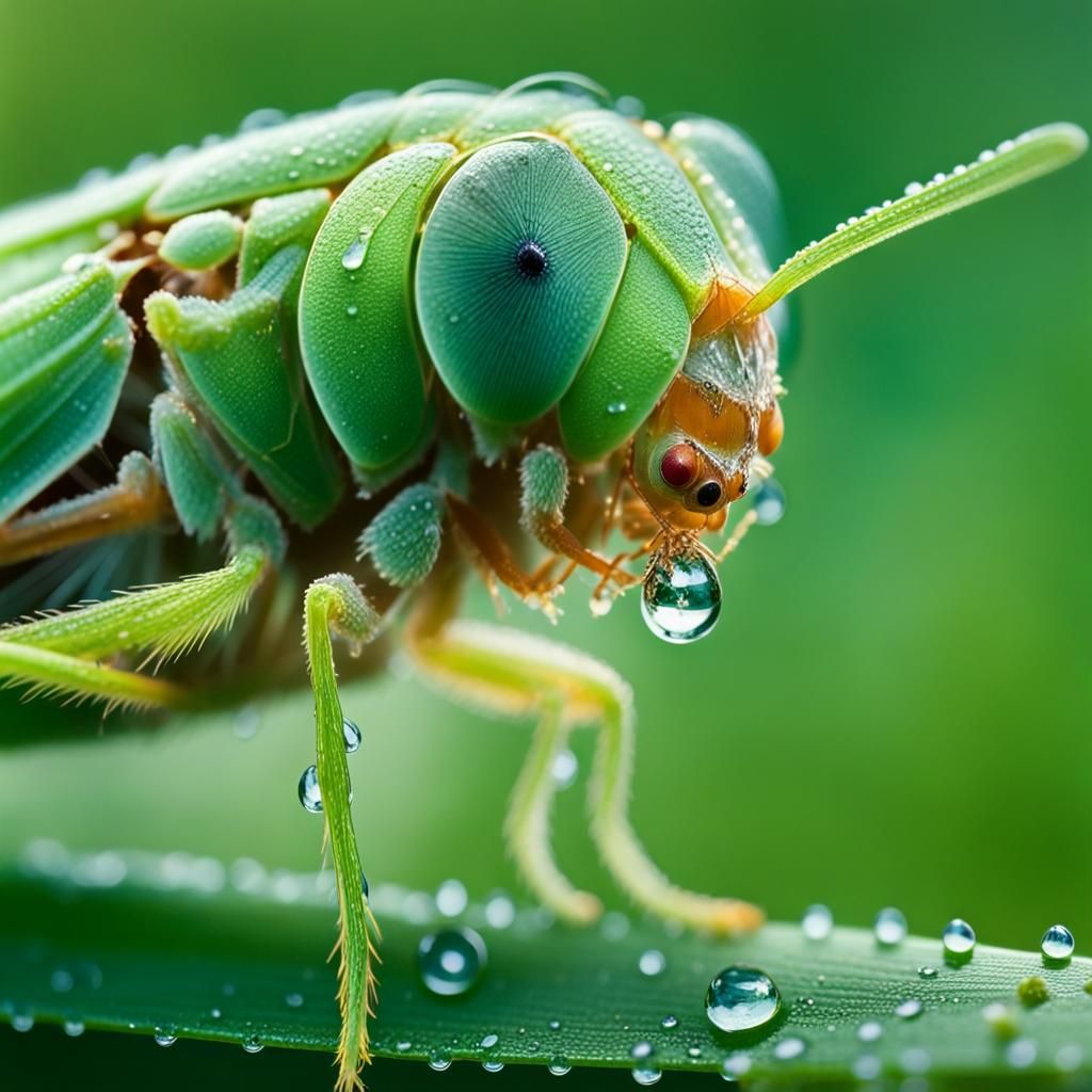 Macro photography/macro photography of an leafhopper on a blade of ...