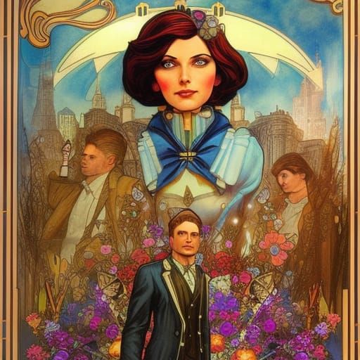 coloring book illustration of beautiful bioshock infinite columbia royo ...