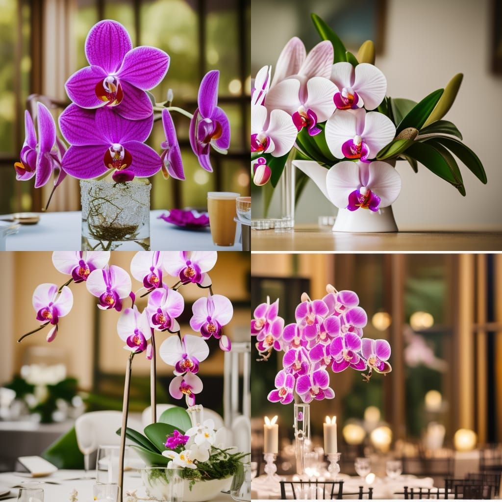 elegant, floral centerpiece with orchids - AI Generated Artwork ...