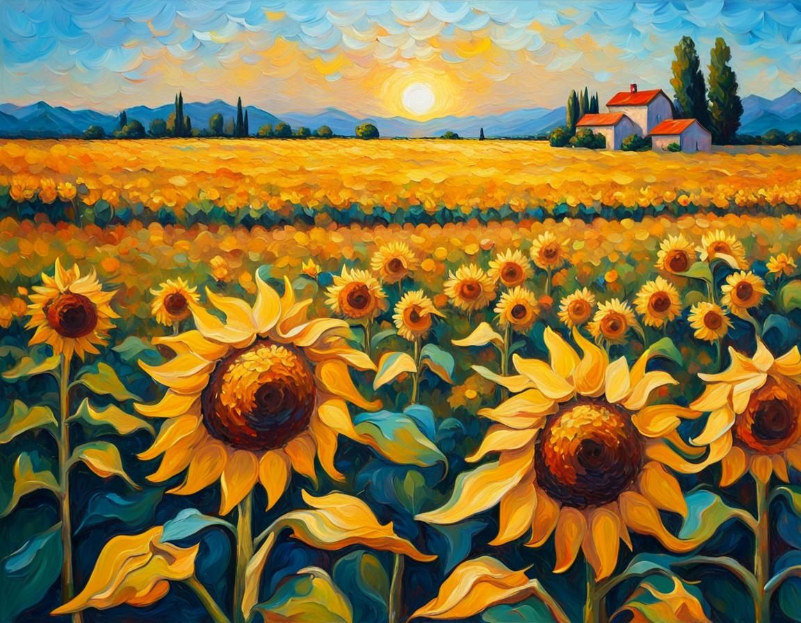 Sunflower Fields Forever - AI Generated Artwork - NightCafe Creator