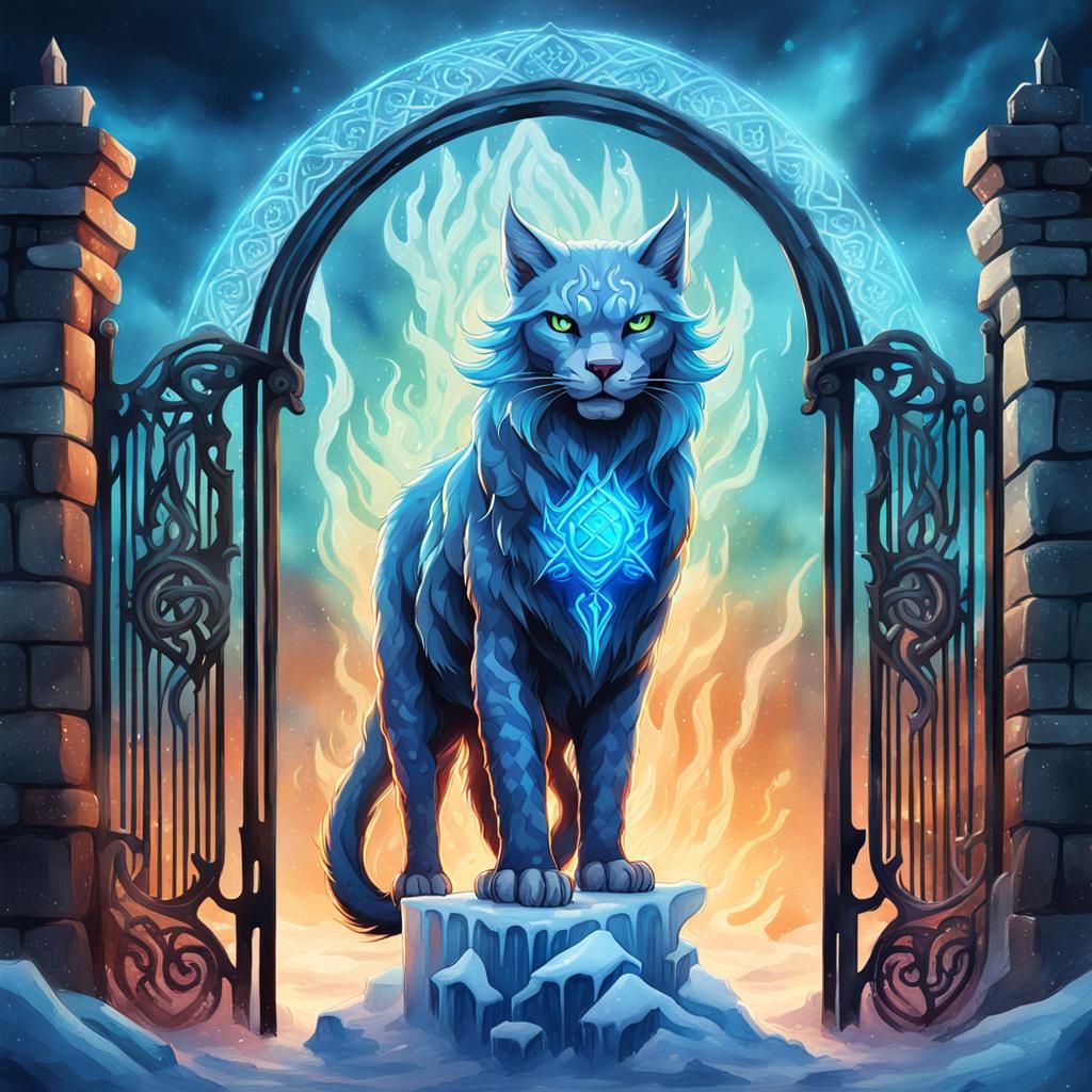 A watercolor illustration of a realistic guardian spirit hell-cat - AI ...