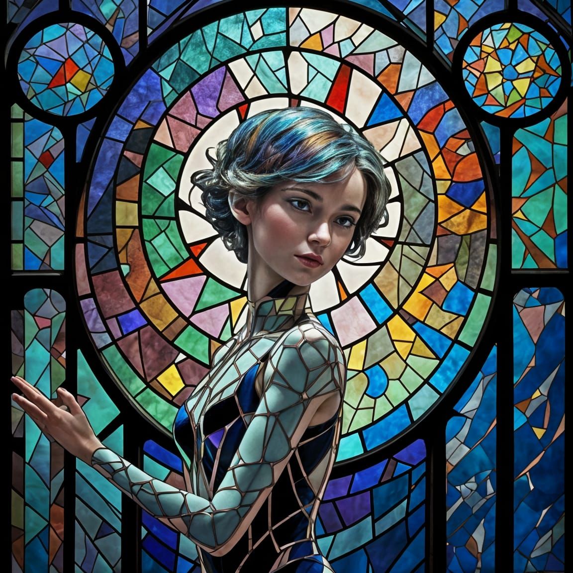 Stunning Prismatic Stained Glass Ballet Dancer - AI Art