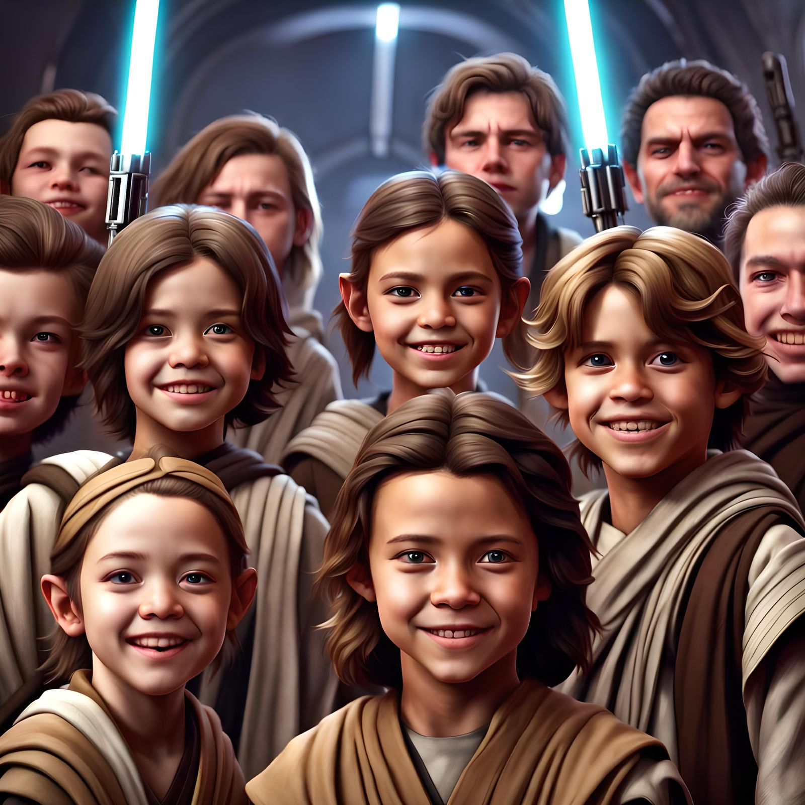 Happy Jedi Younglings - AI Generated Artwork - NightCafe Creator