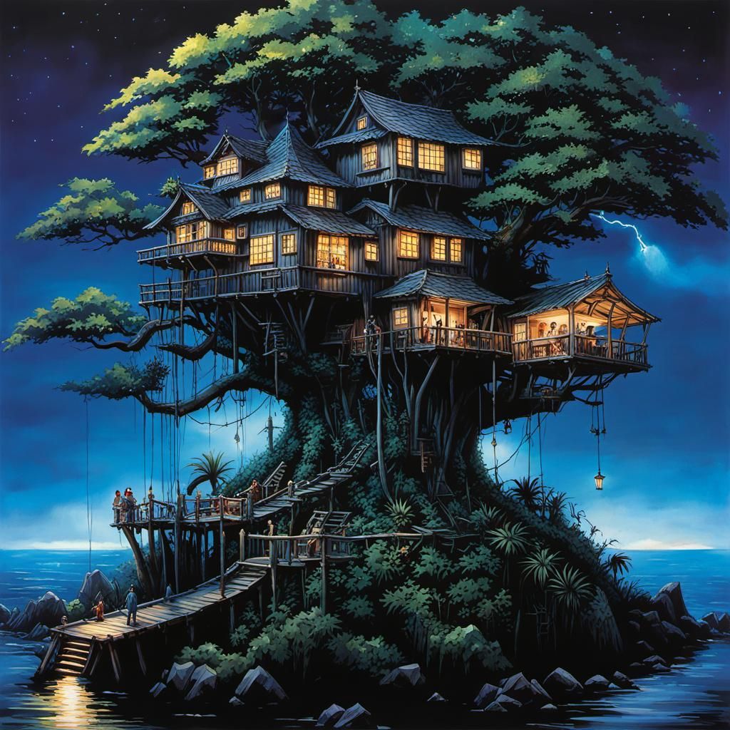 Tree house - AI Generated Artwork - NightCafe Creator