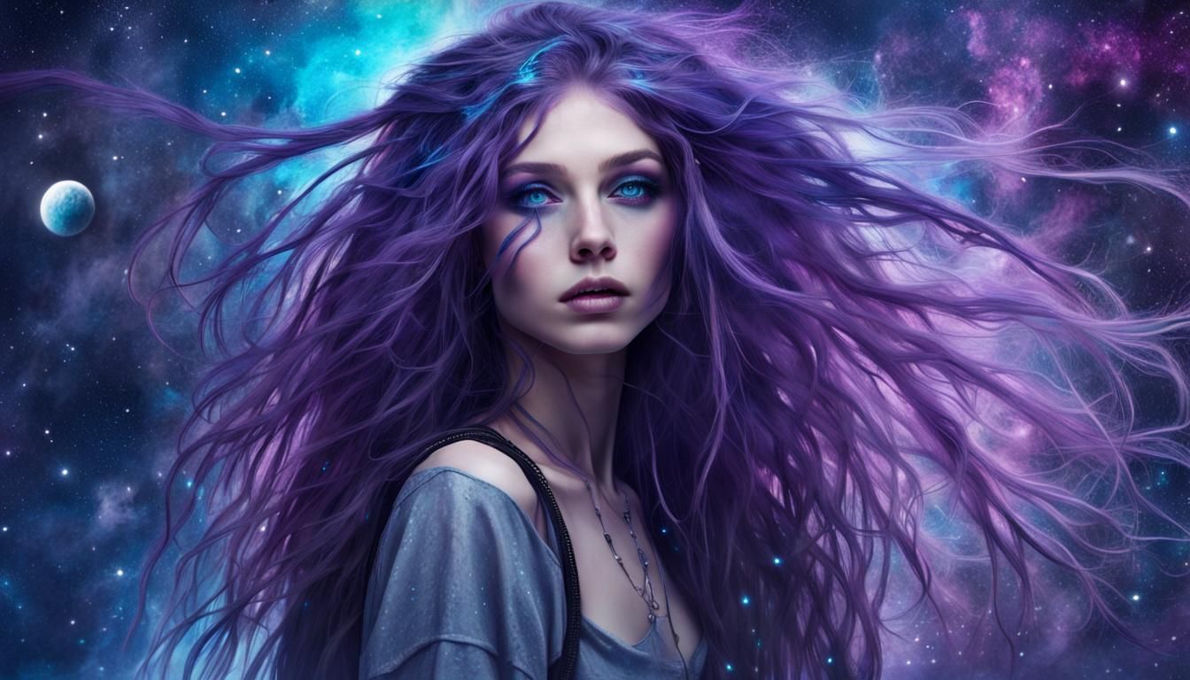 Cosmic Cyberpunk Girl - AI Generated Artwork - NightCafe Creator