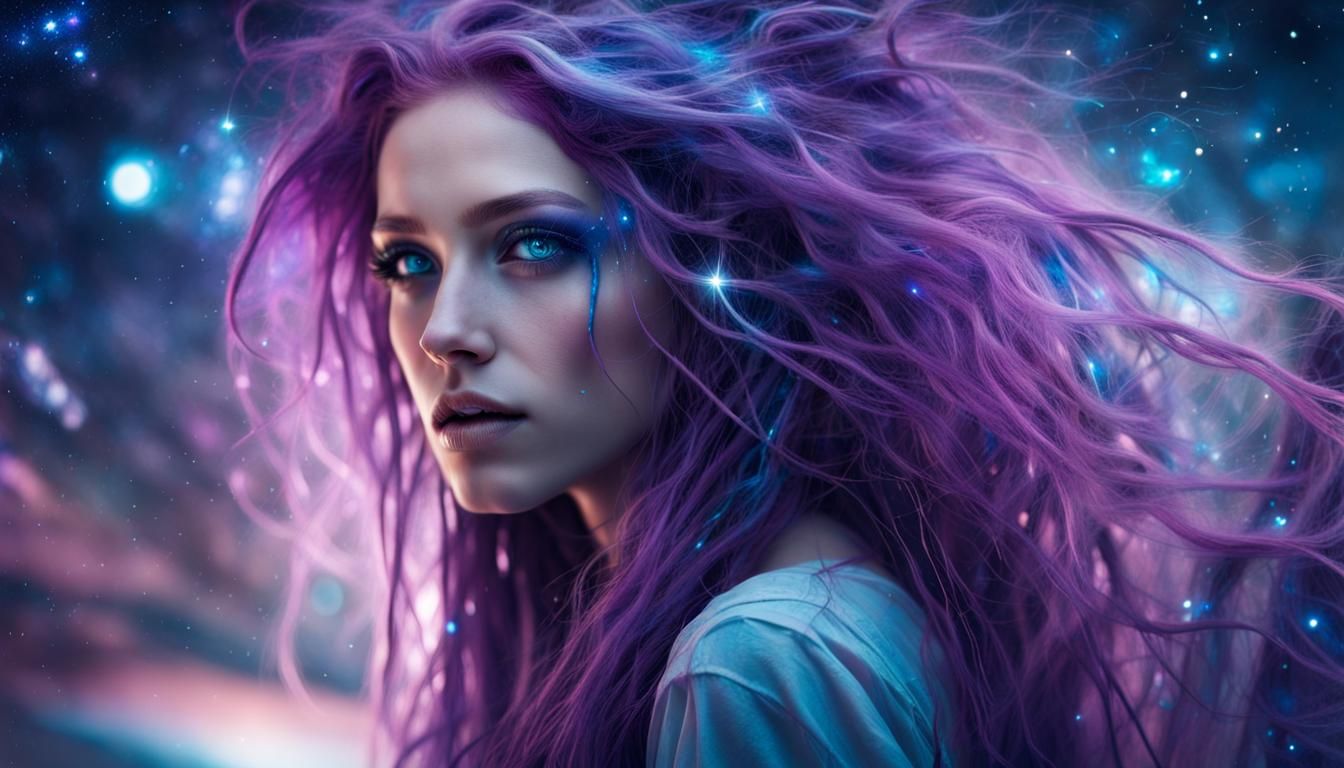 Cosmic Cyberpunk Girl - AI Generated Artwork - NightCafe Creator