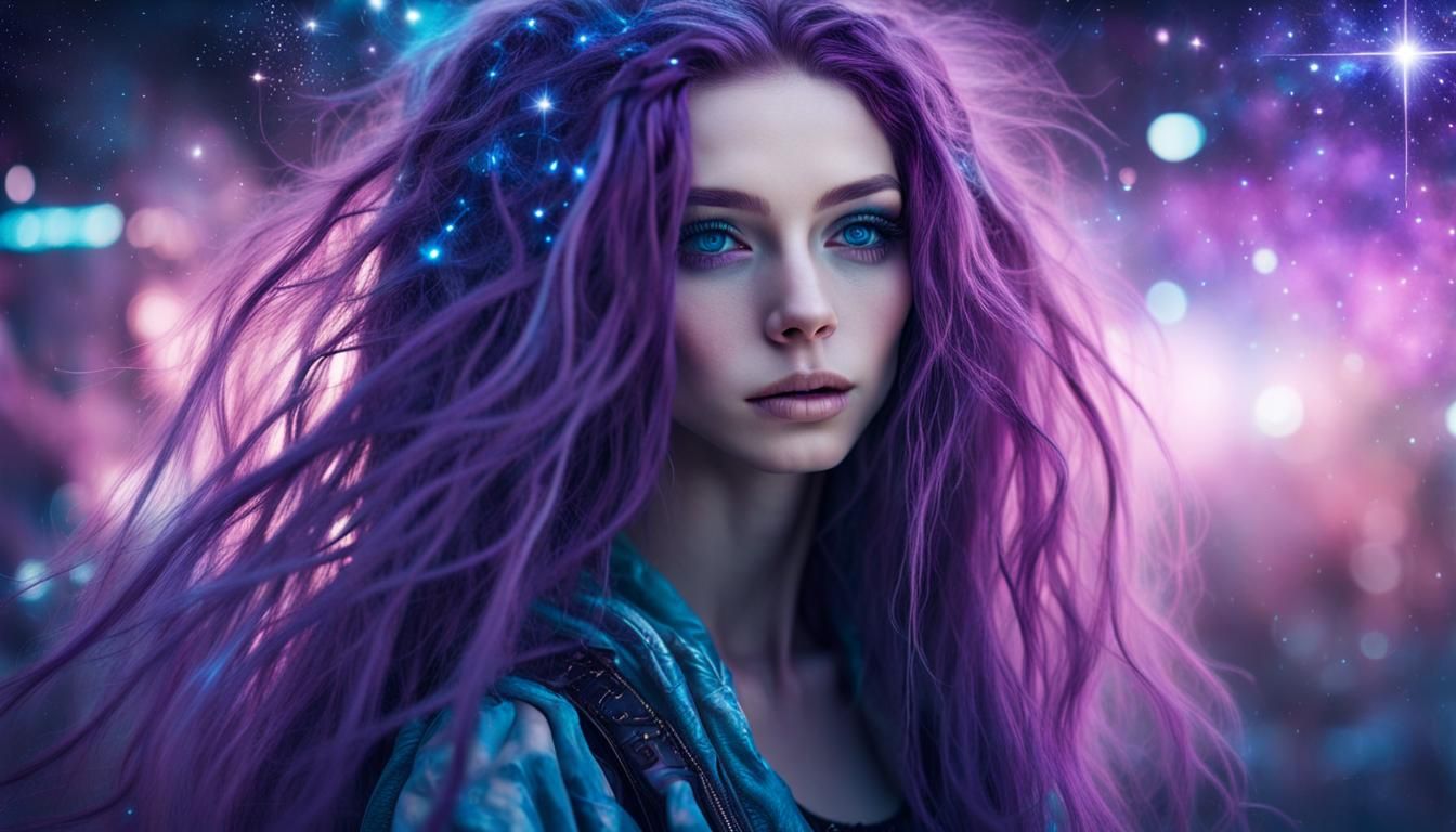 Cosmic Cyberpunk Girl - AI Generated Artwork - NightCafe Creator