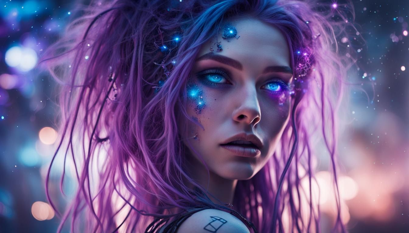 Cosmic Cyberpunk Girl - AI Generated Artwork - NightCafe Creator