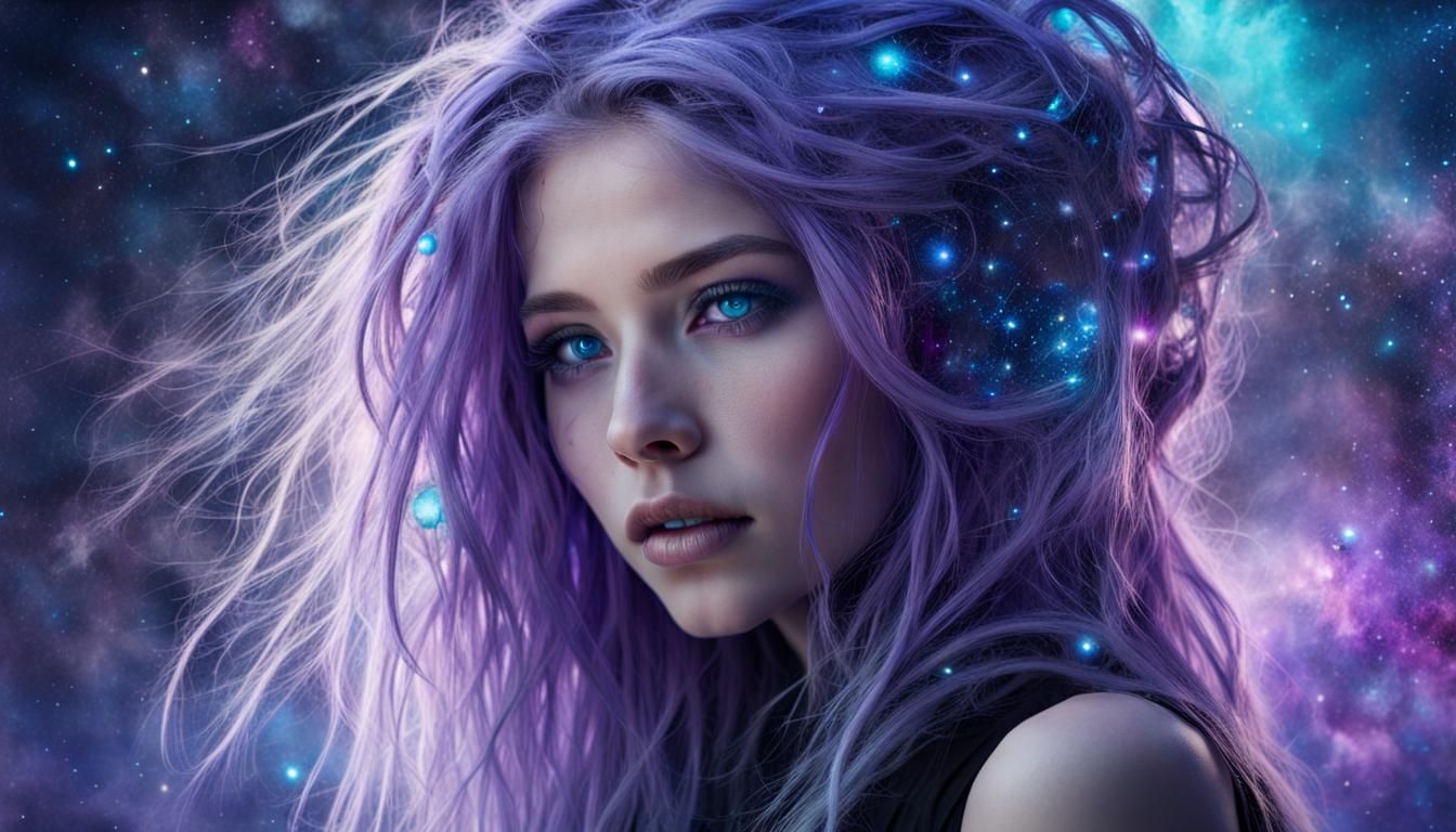 Cosmic Cyberpunk Girl - AI Generated Artwork - NightCafe Creator