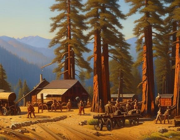 1920s redwood logging camp - AI Generated Artwork - NightCafe Creator