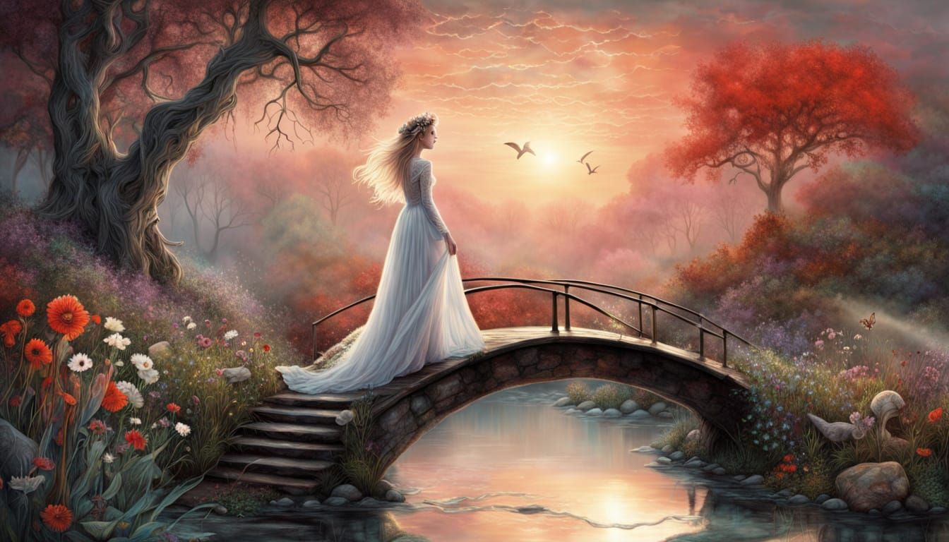 Ethereal Lady Amidst Celestial Eclipse - AI Art