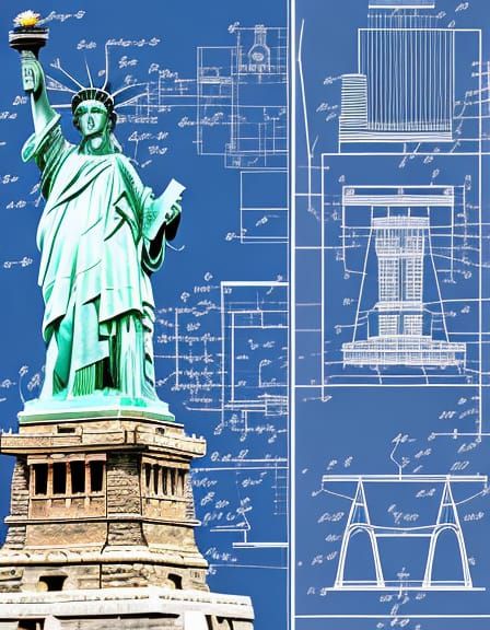 Statue Of Liberty blueprint - AI Generated Artwork - NightCafe Creator