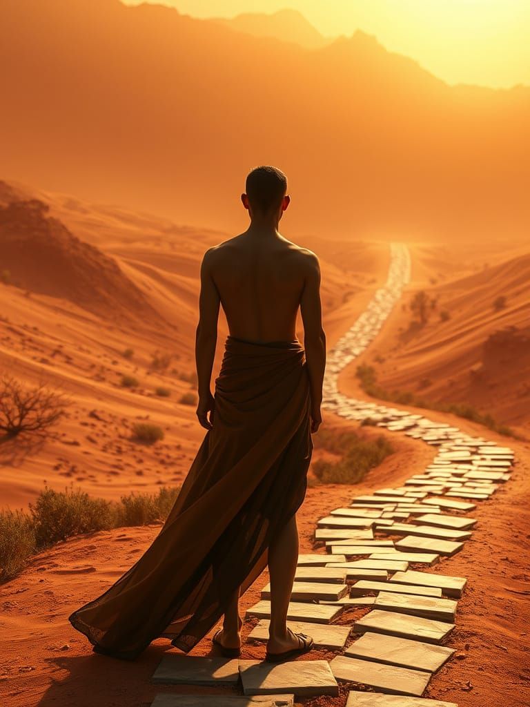 Androgynous Figure at a Crossroads, Surrounded by ... - AI Art