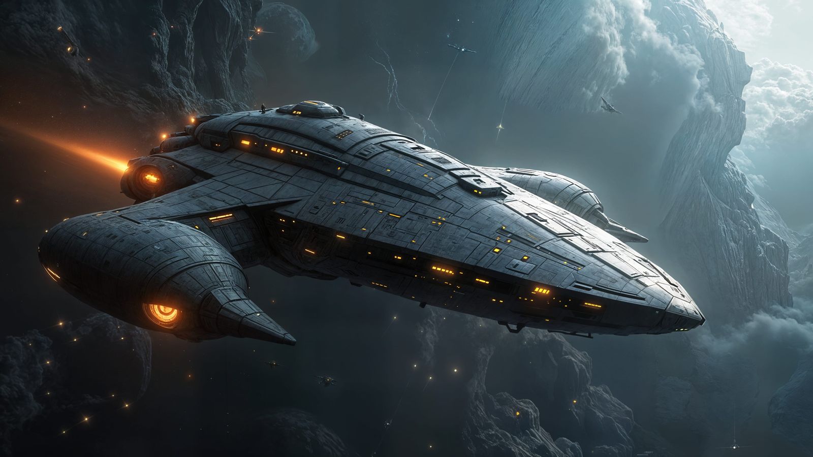 Sci-fi Axial Luxor, alien starship, aliens