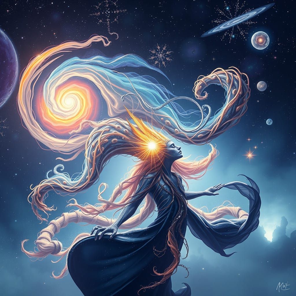 Ethereal Cosmic Entity Weaves Interconnectedness A... - AI Art