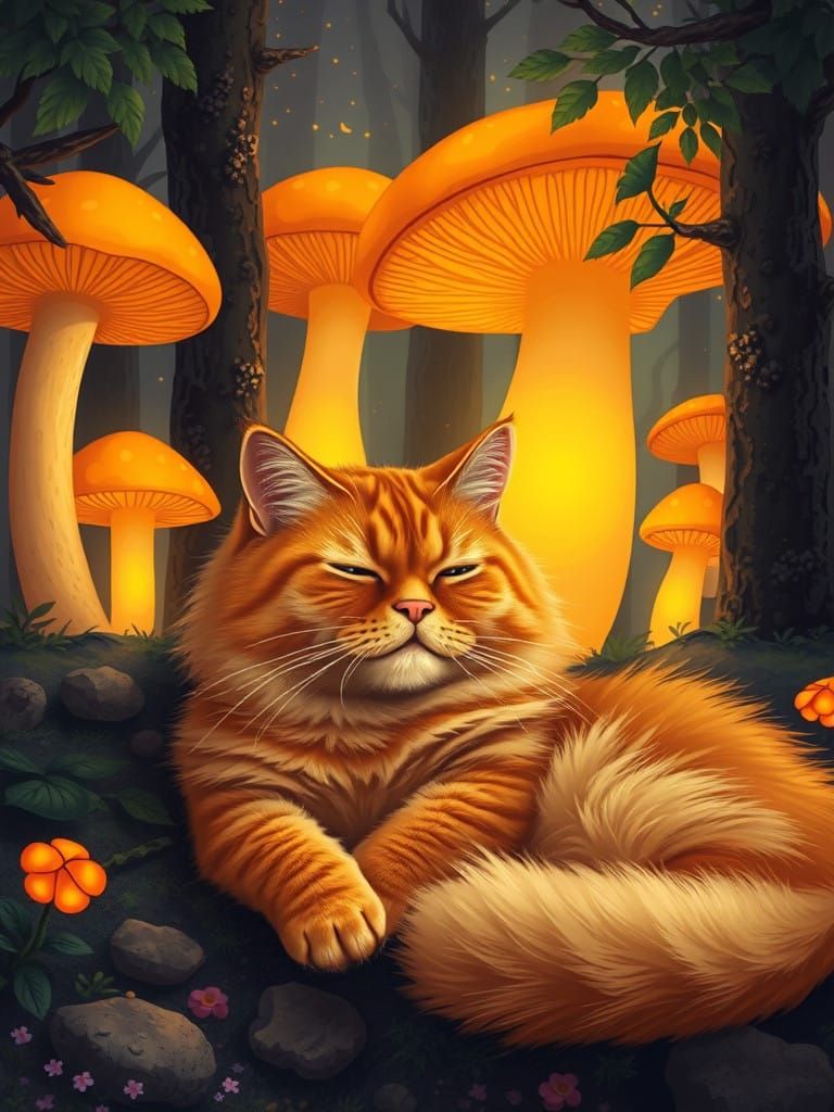 Mellow orange - Glowing Mushroom Oasis for a Plump Orange C...