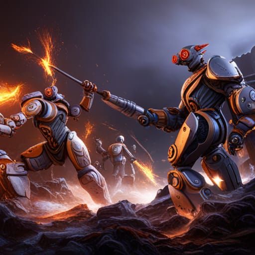 Robots attacking - AI Generated Artwork - NightCafe Creator