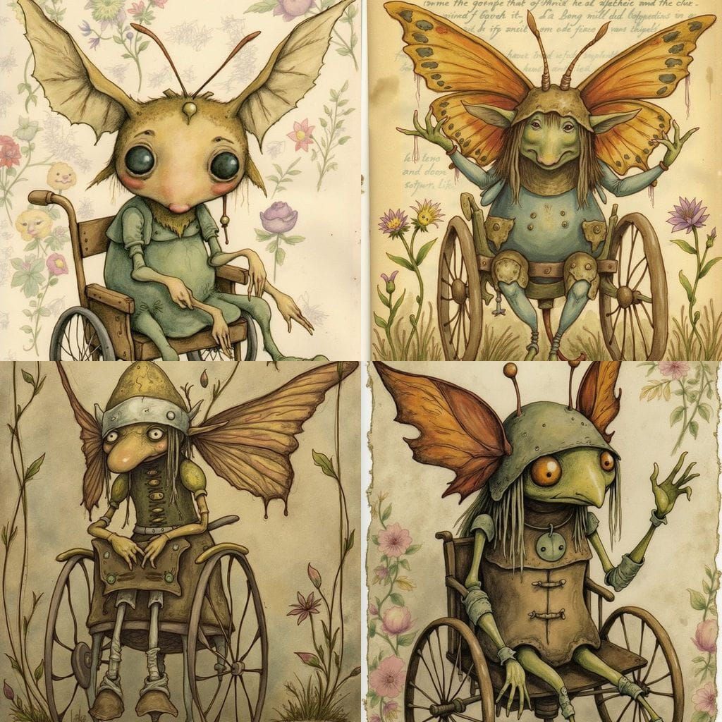 Steampunk Creature in Vintage Storybook Style - AI Art