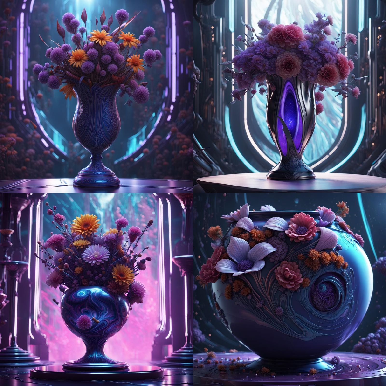 Futuristic Floral Vase Arrangement - AI Generated Artwork - NightCafe ...