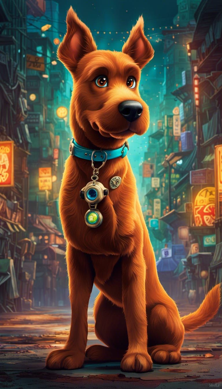 Photograph portrait of adorable Scooby-Doo, with Huge glowing eyes ...