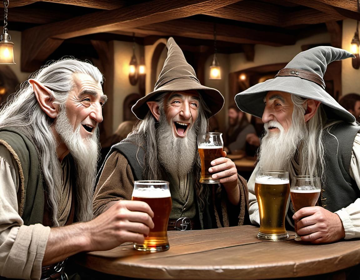 Three wizards enjoying a drink together - AI Generated Artwork ...