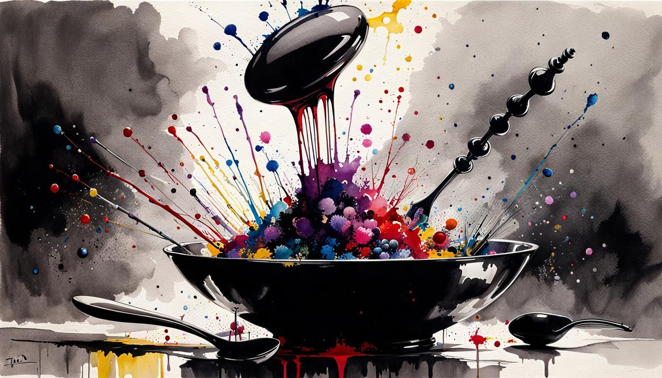 "Spoonful" epic (pen and ink) (ink splatter) watercolor masterpiece by ...