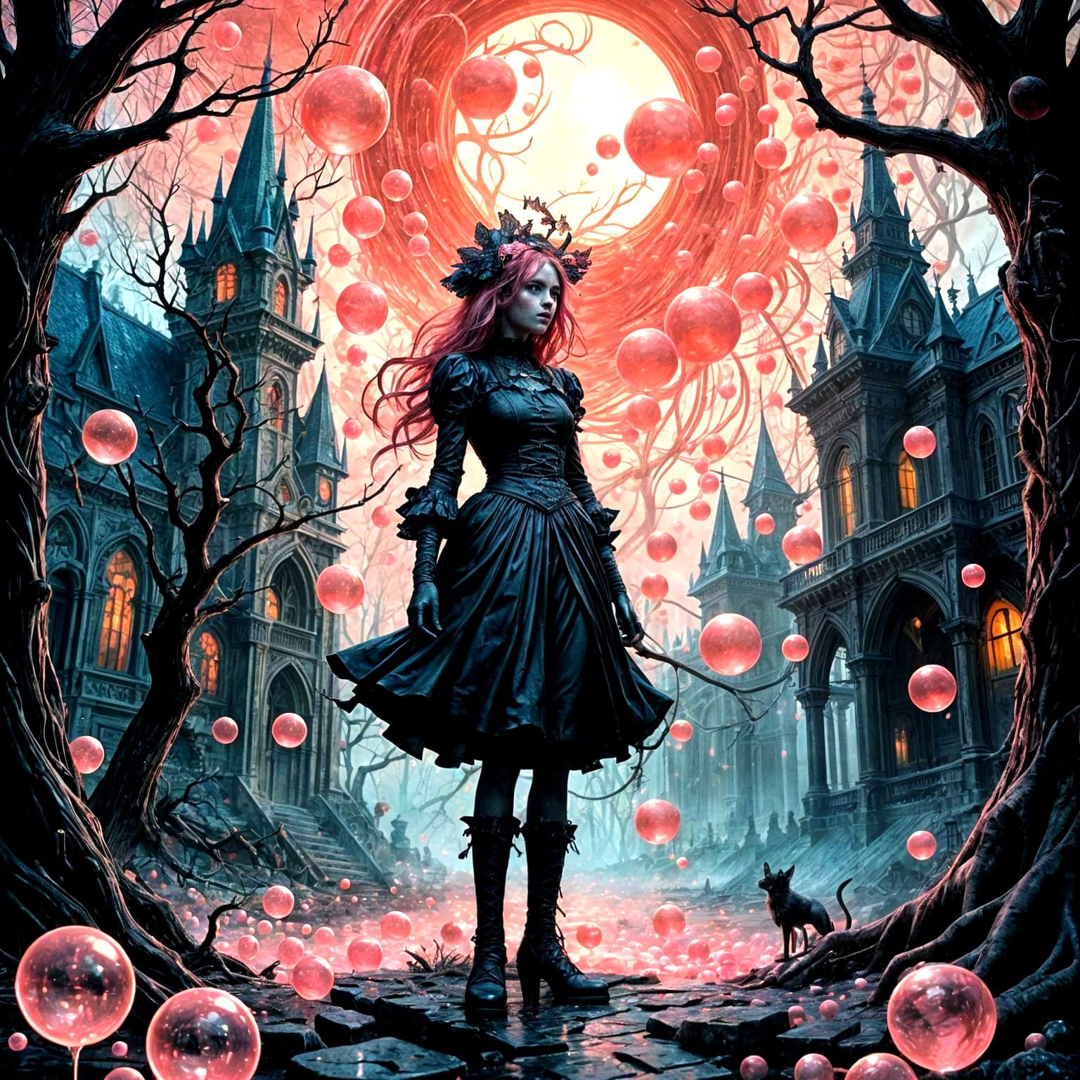 Ethereal Gothic Candy Wonderland with Emo Fairy an... - AI Art