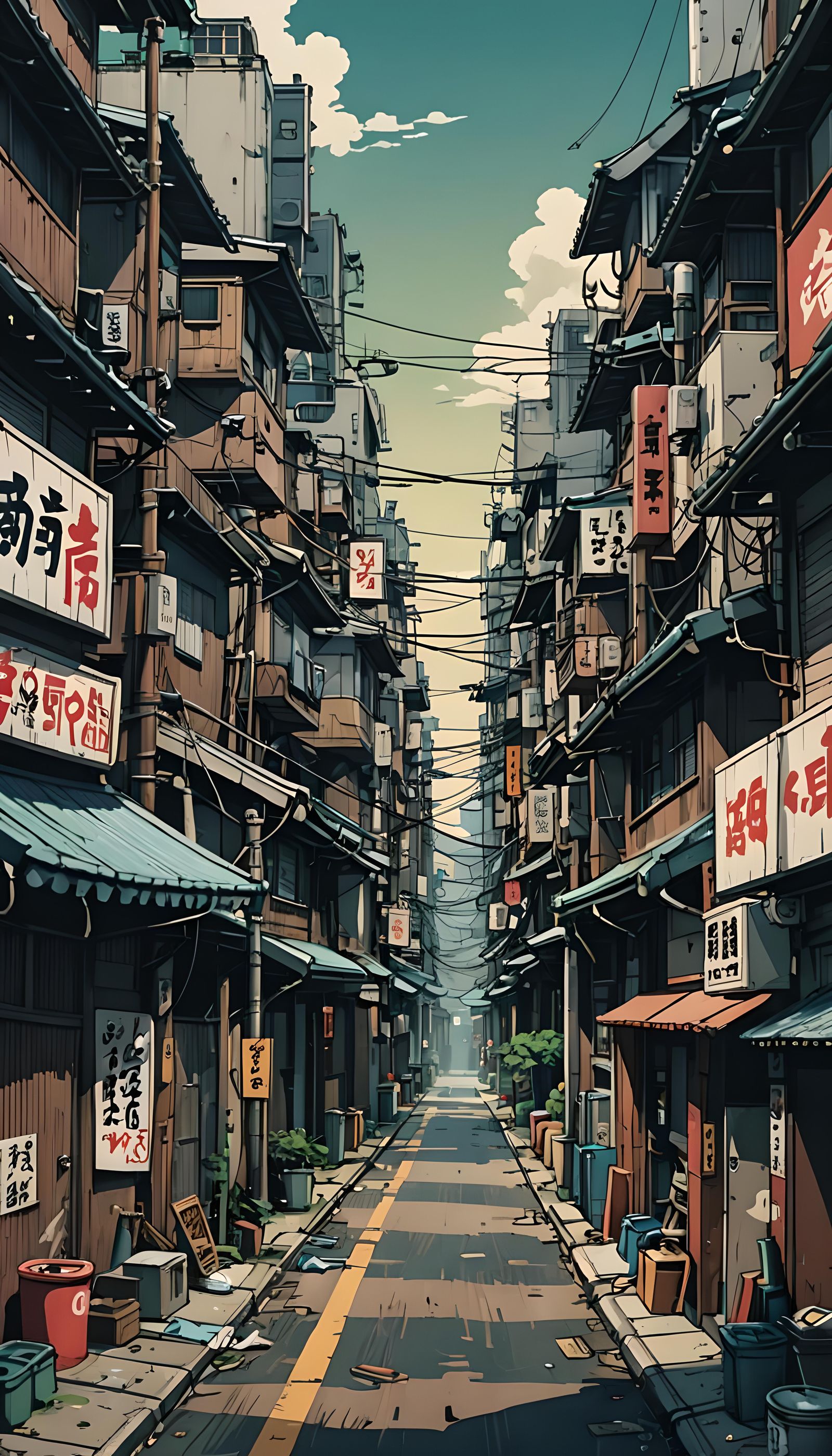 Osaka Slum Wallpaper - AI Generated Artwork - NightCafe Creator