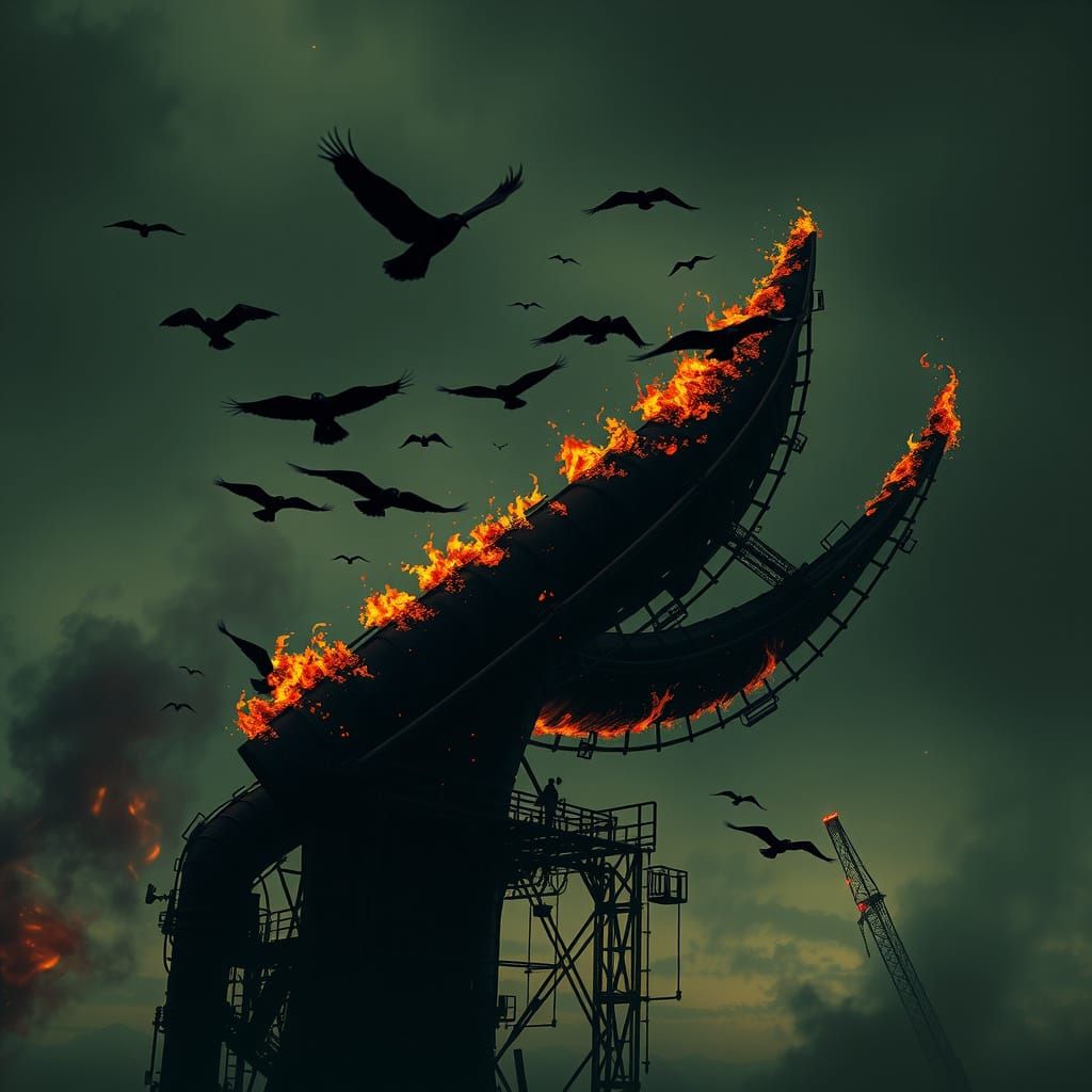 Surreal Apocalypse with Birds in Flight, Dark Sky,... - AI Art