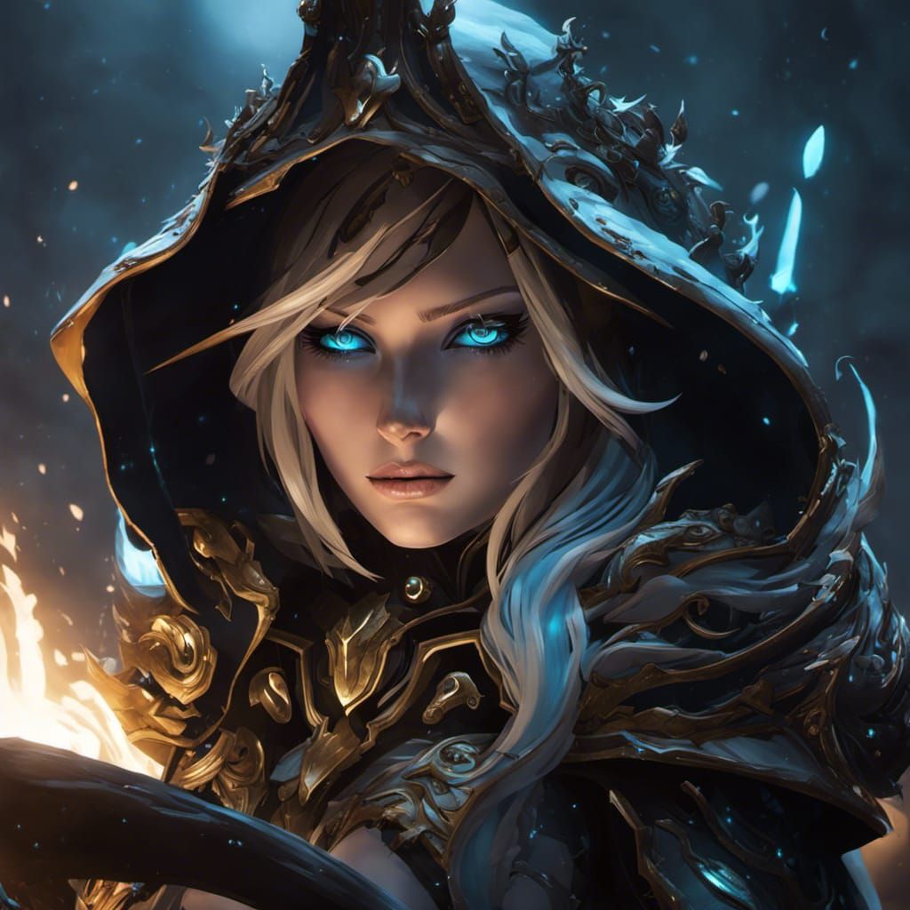 intricate cute sylvanas windrunner's as ghost_banshee on bioluminescent ...