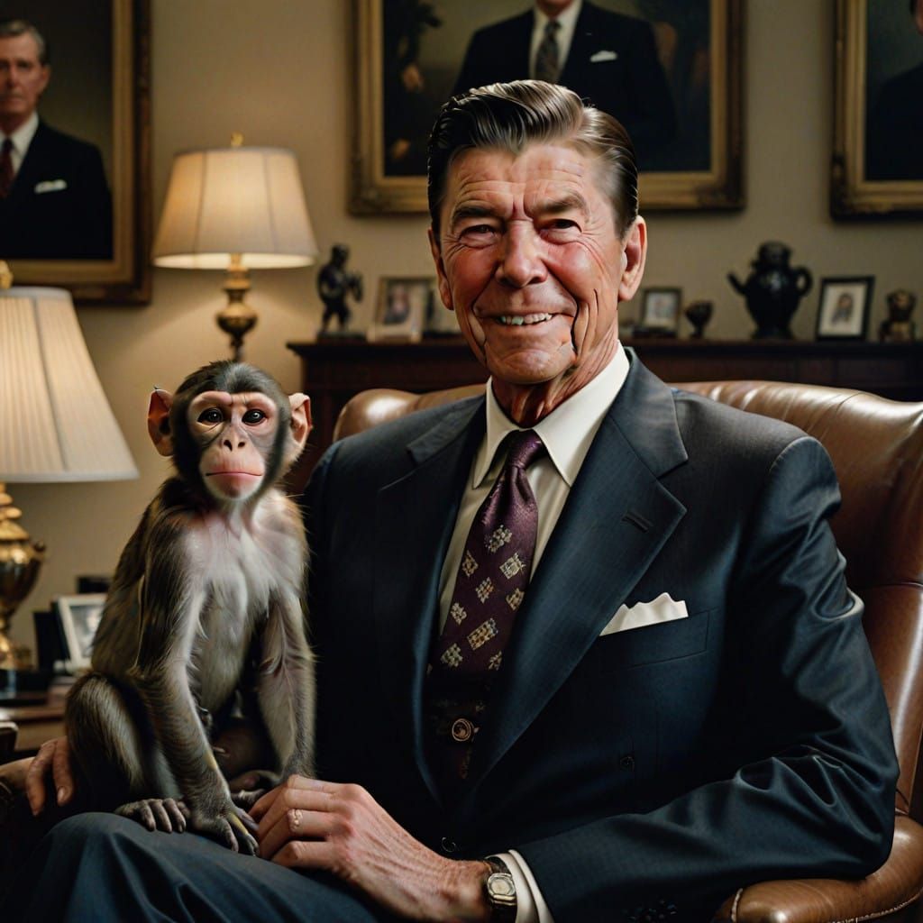 Ronald Reagan as a monkey - Ronald Reagan as a Monkey in Pr...