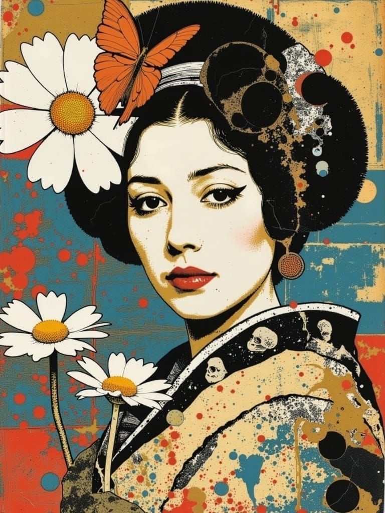 Geisha in Vibrant Bohemian Chic, Inspired by Expre... - AI Art