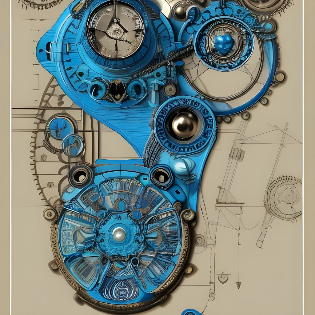 Blue wheel mechanics - AI Generated Artwork - NightCafe Creator