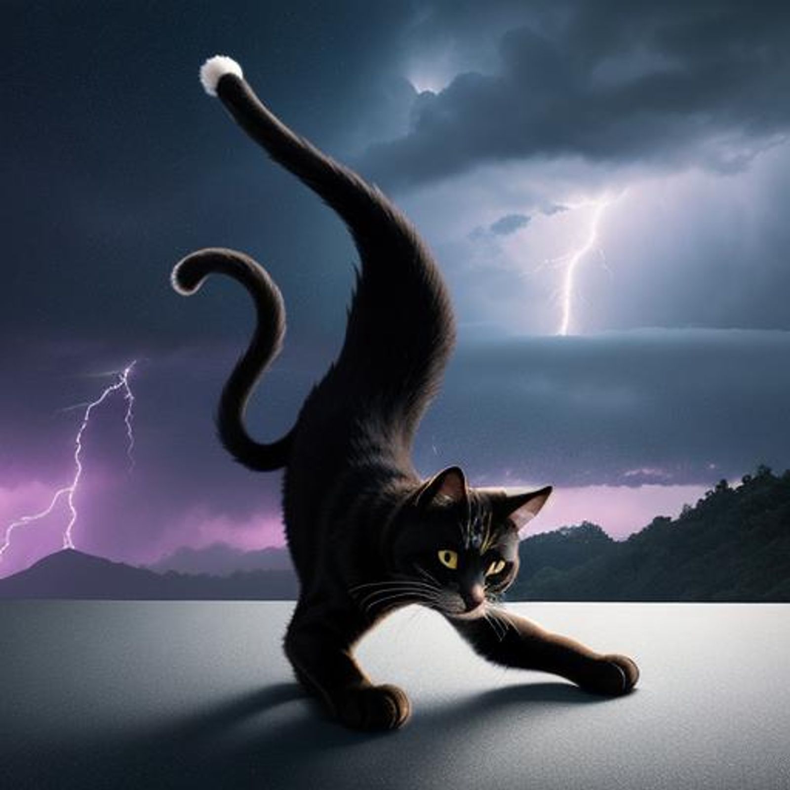 cat in a handstand flip, with a dexterous and elegant posture. The cat ...