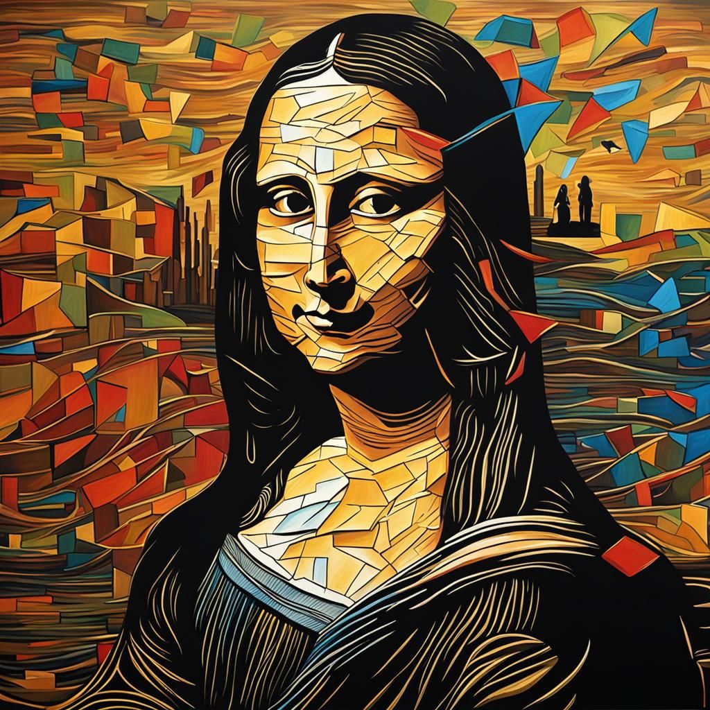 The Mona Lisa with someone creeping up on her from behind - AI ...