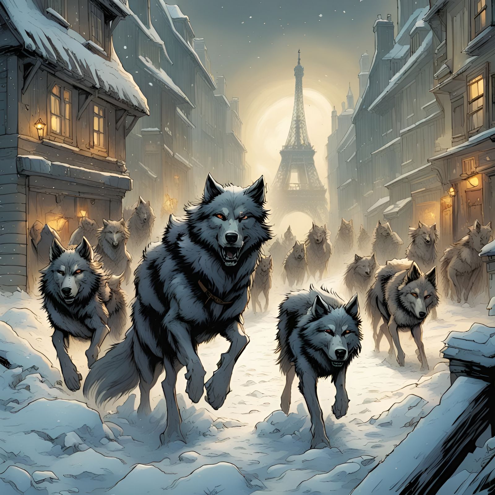The Wolves of Paris - AI Generated Artwork - NightCafe Creator