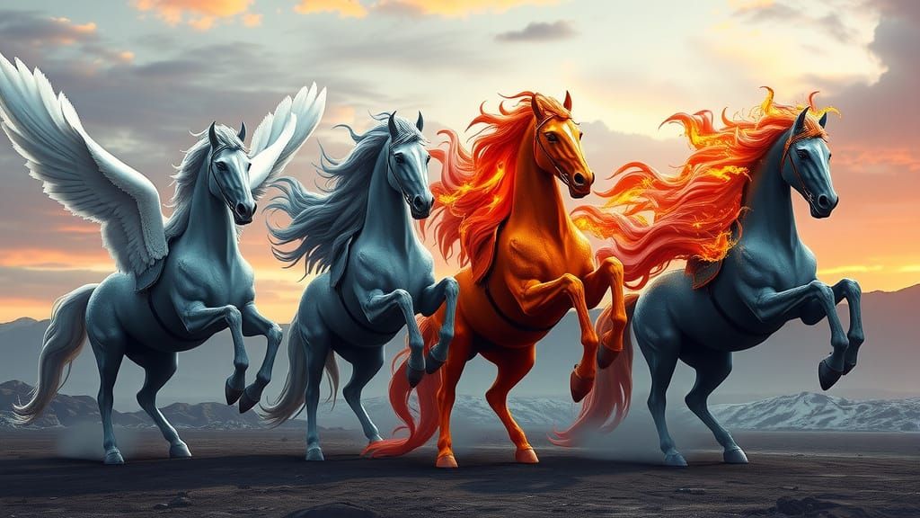 Four Elemental Horses - Elegant Elemental Horsemen in Concep...