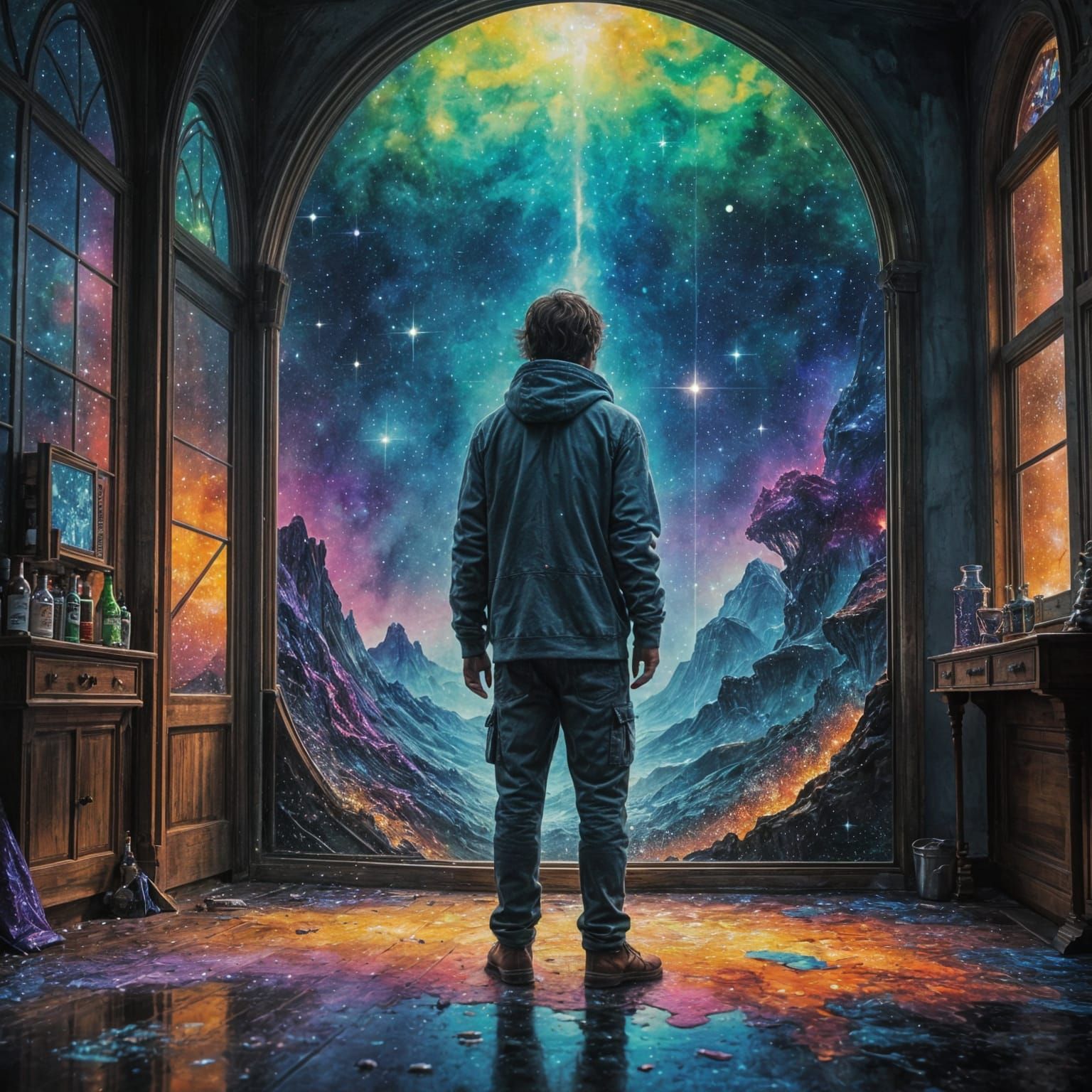 Vivid alcohol ink - Ethereal Cosmic Dreamscape in Vibrant Al...