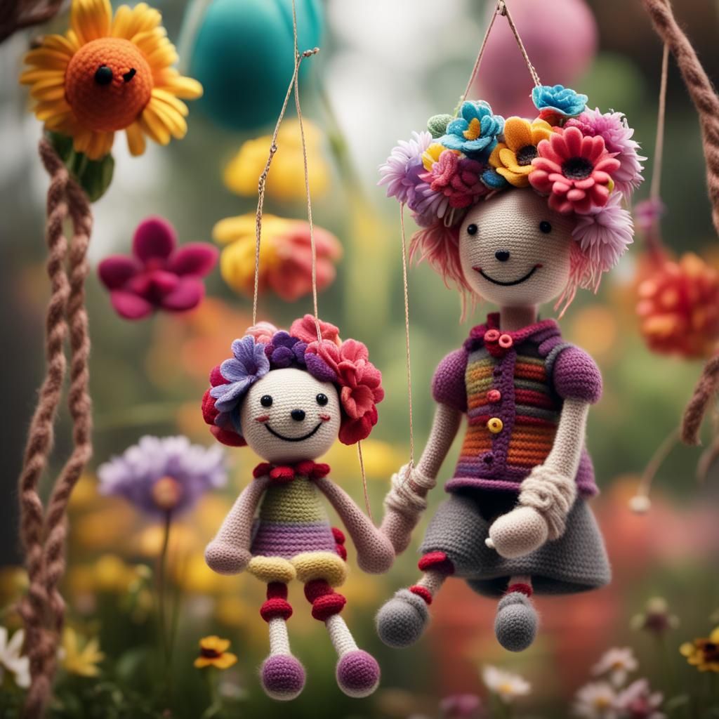 Mother and daughter marionette puppets - AI Generated Artwork ...