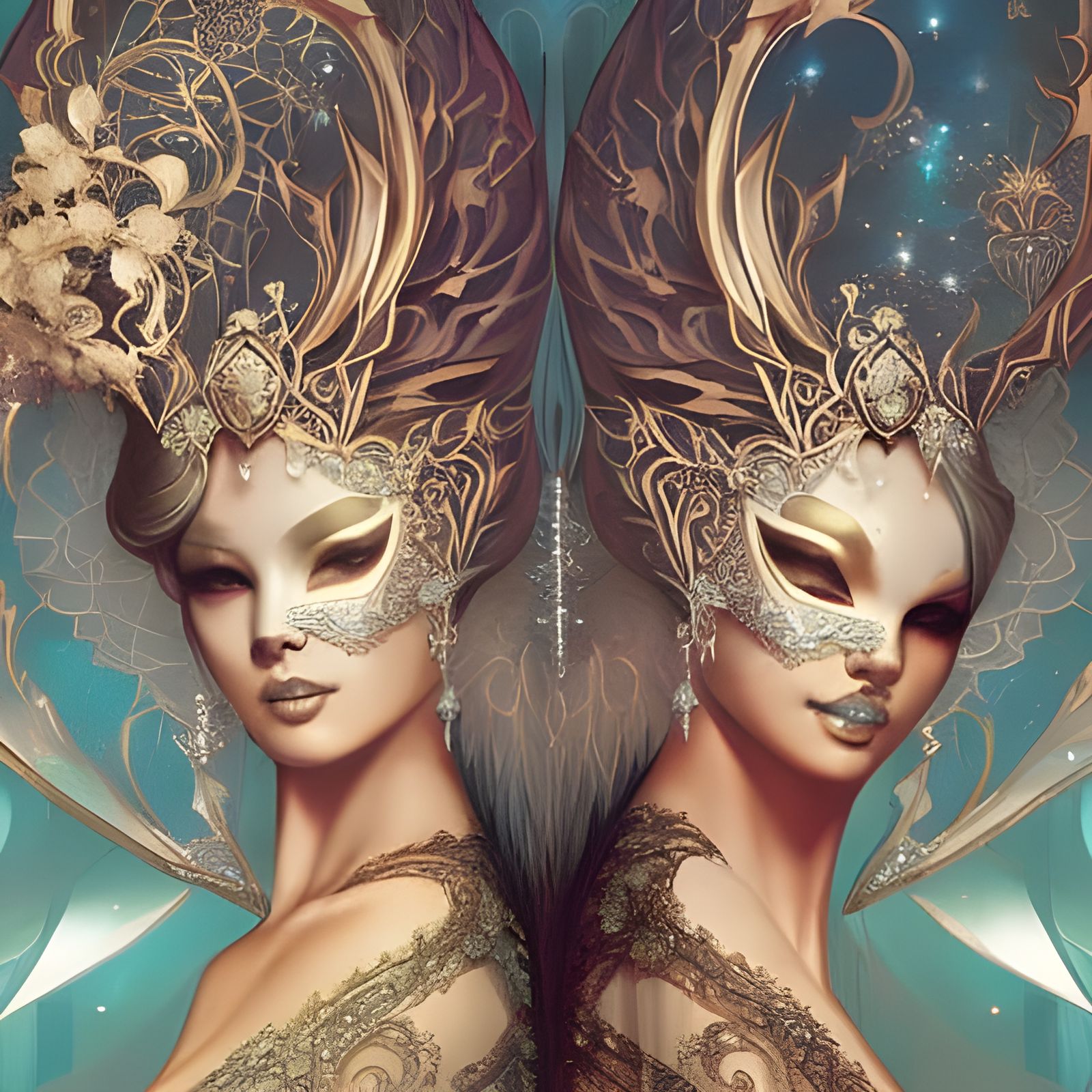 Masquerade Twins - AI Generated Artwork - NightCafe Creator