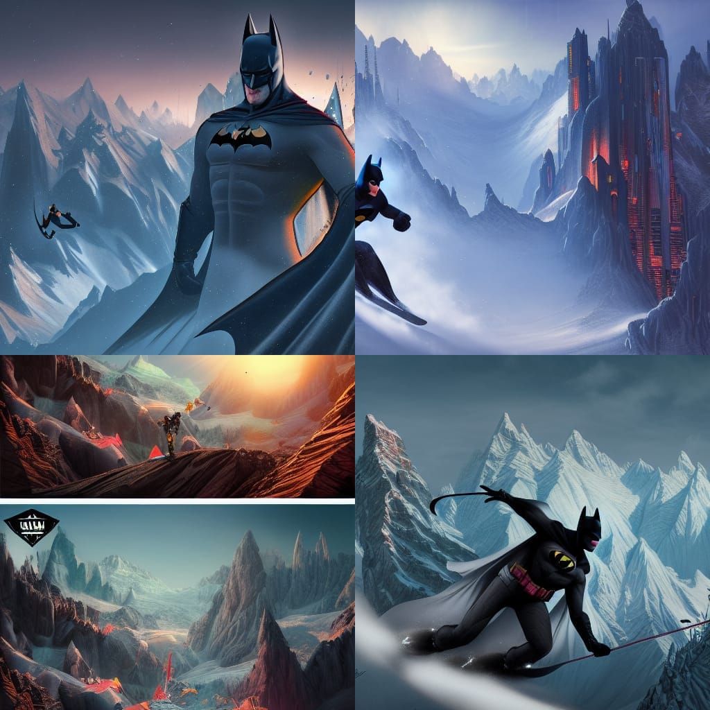 Batman is skiing on a pickle to the murder scene - AI Generated Artwork ...