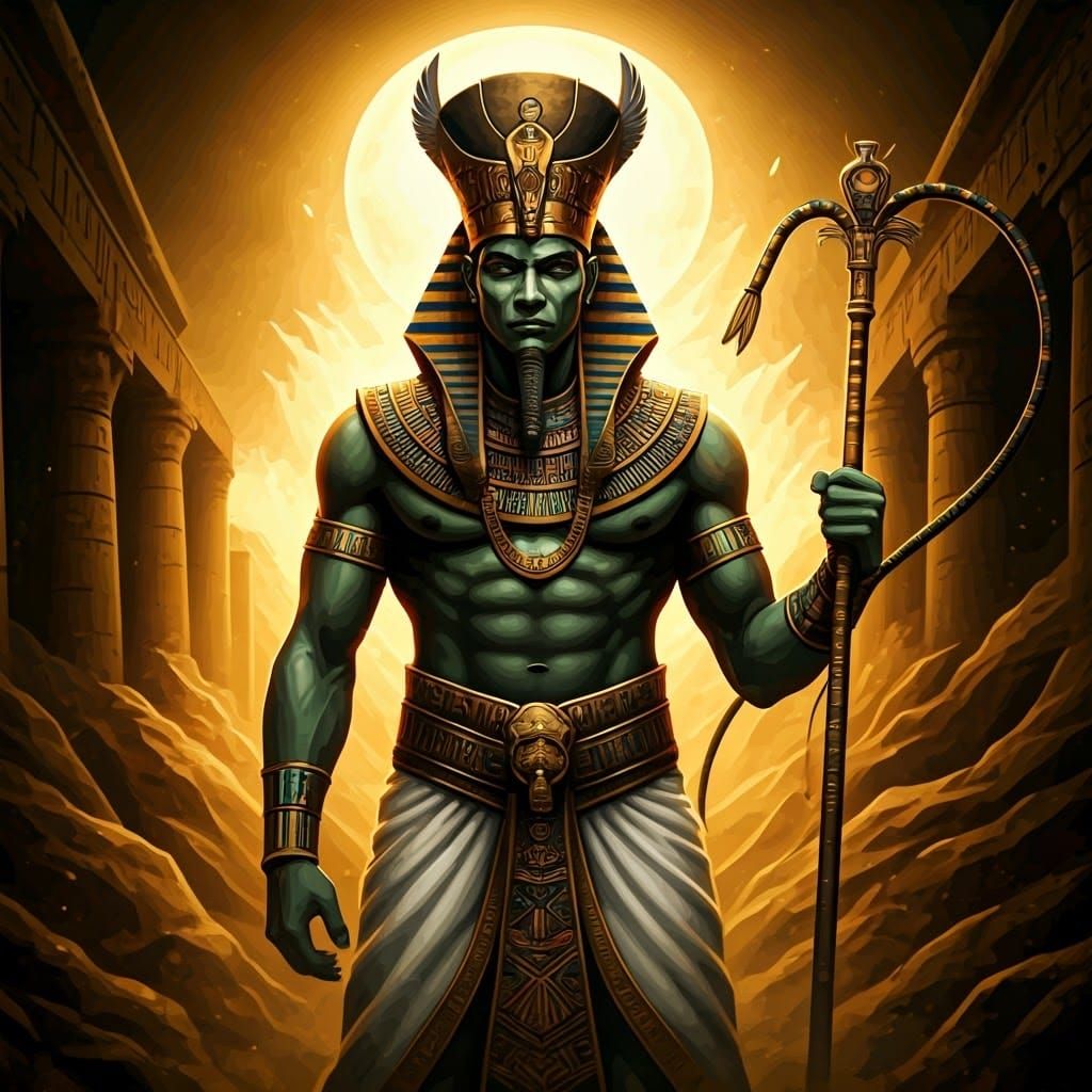 Majestic Egyptian God Osiris in Vibrant Graffiti S... - AI Art
