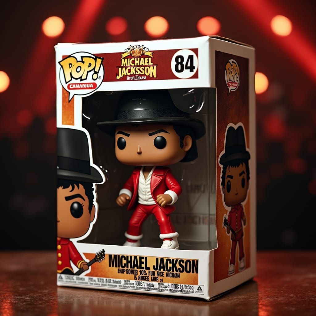 M Jackson Cool Funko Pop doing a cool pose inside of a cardboard Funko ...