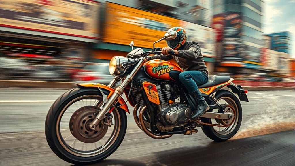 Dynamic Motorcycle in Motion, Blended Realism and ... - AI Art